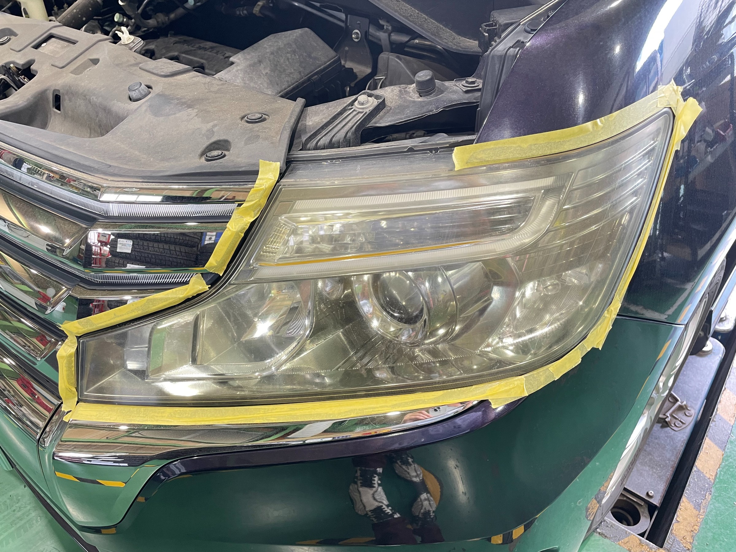 ★【ホンダ・DBA-RK5・ステップワゴン】ヘッドライトコーティング | 店舗おススメ情報 | タイヤ館 川越（三重県）