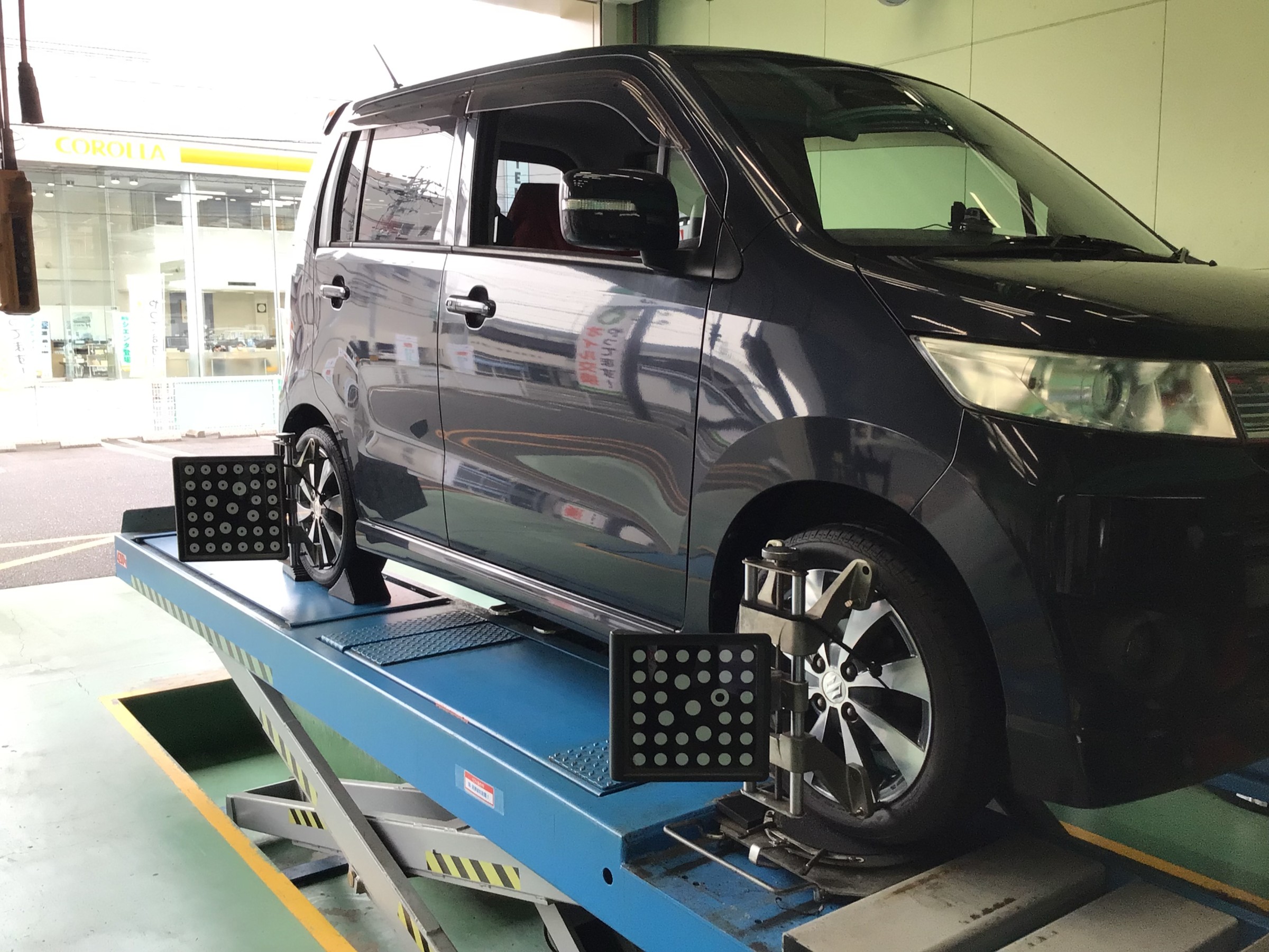 スズキ MH23S型 ワゴンRスティングレー 夏タイヤ交換&アライメント調整 | 店舗おススメ情報 | タイヤ館 廿日市（広島県）