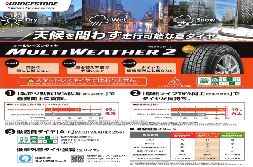 【MULTI WEATHER】オールシーズンタイヤという選択を！ | 店舗おススメ情報 | タイヤ館 姫路（兵庫県）