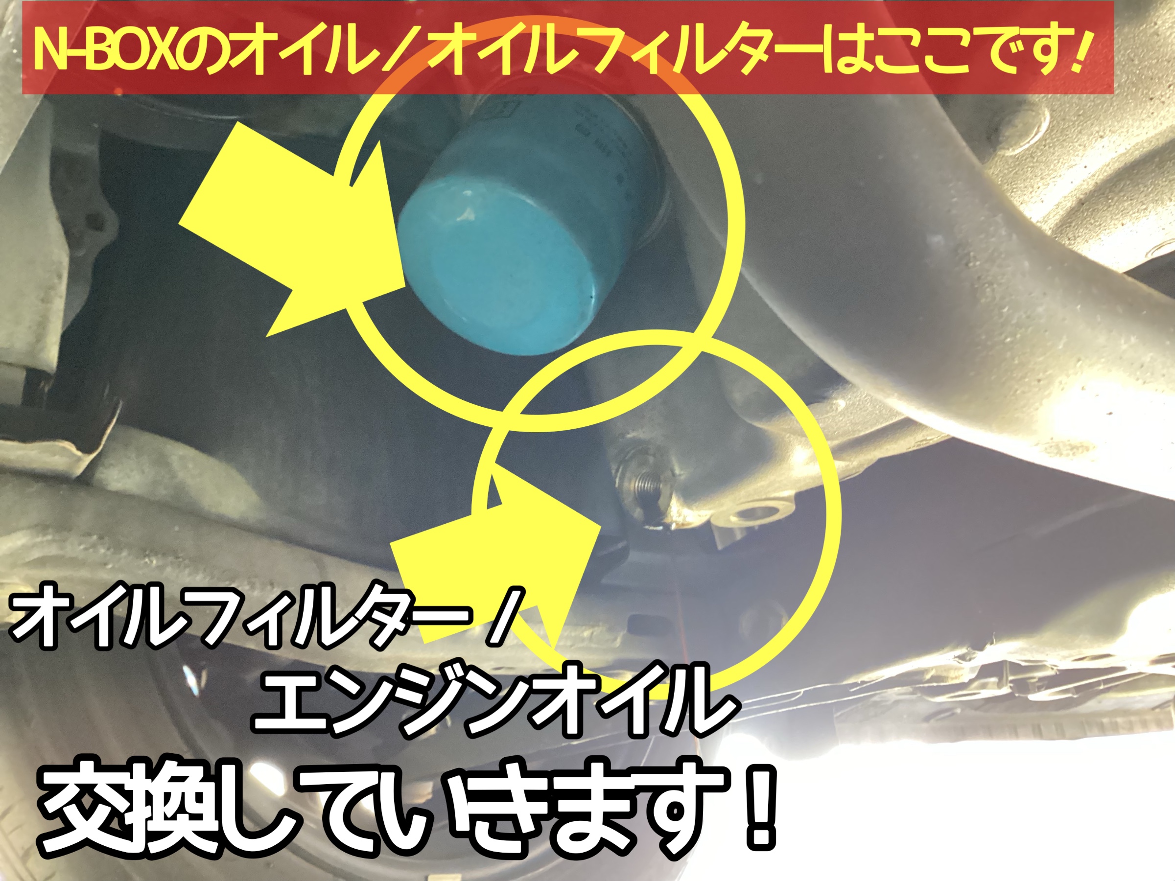 【ホンダ N-BOX】エンジンオイル・オイルフィルター交換作業です！定期交換でおクルマ長持ち(^^ゞ | 店舗おススメ情報 | タイヤ館 県庁前